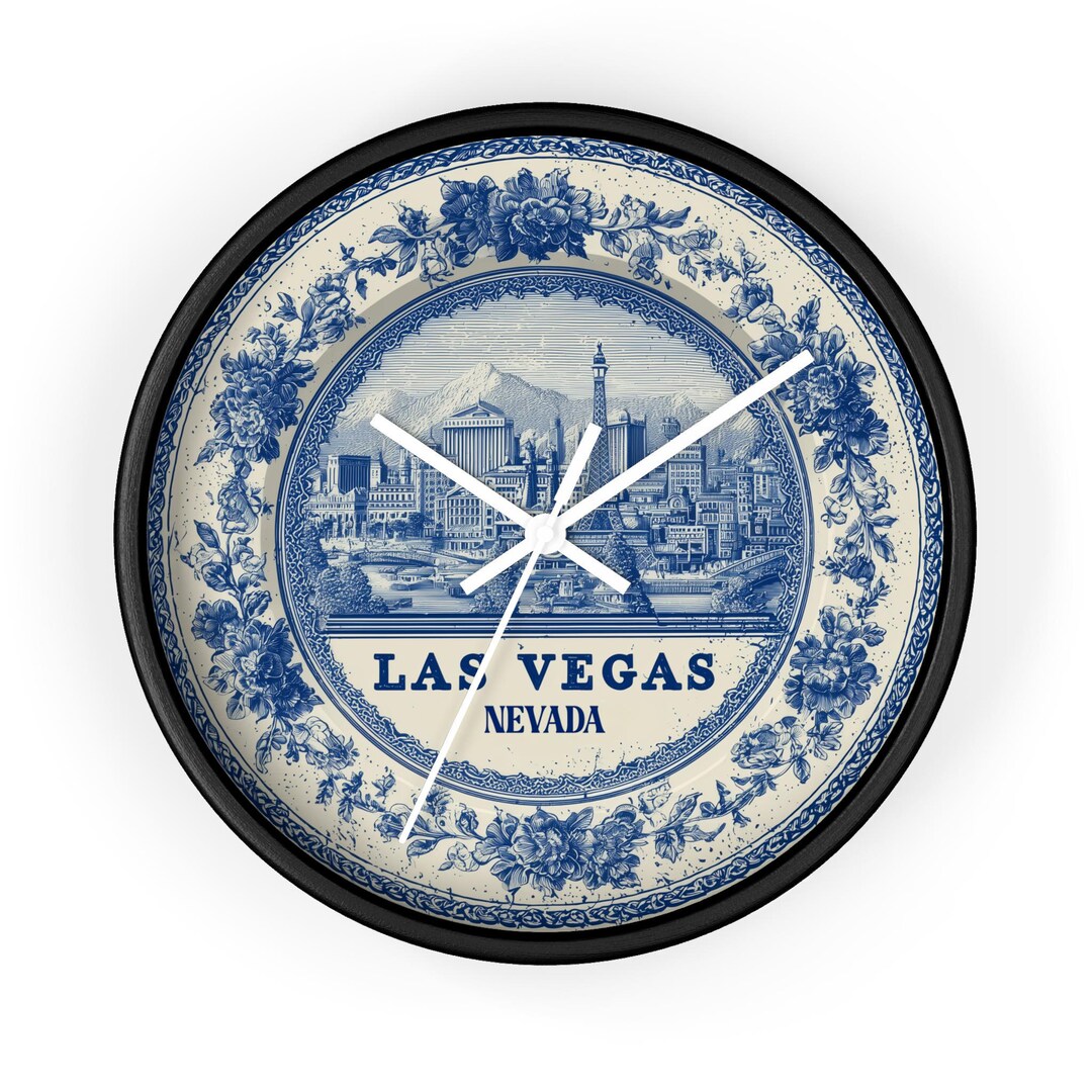 Las Vegas Nevada Wall Clock, Delf Style Home Decor, Vintage City Travel ...