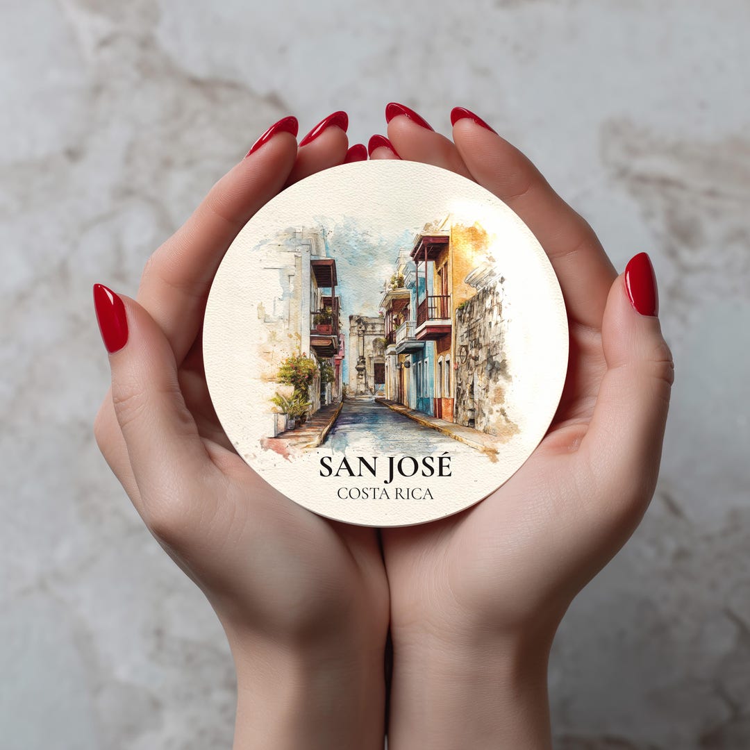San Jose Costa Rica Coaster, Watercolor Personalized Painting, Travel ...