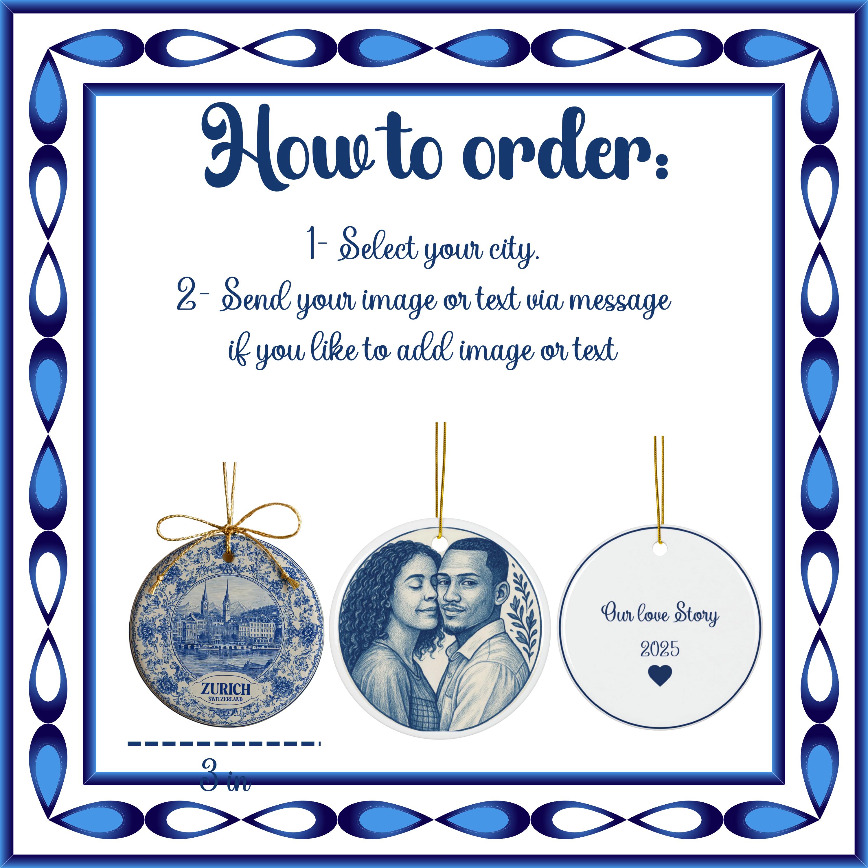 Custom Washington DC Ceramic Delft Ornament, Christmas Delftware Blue ...