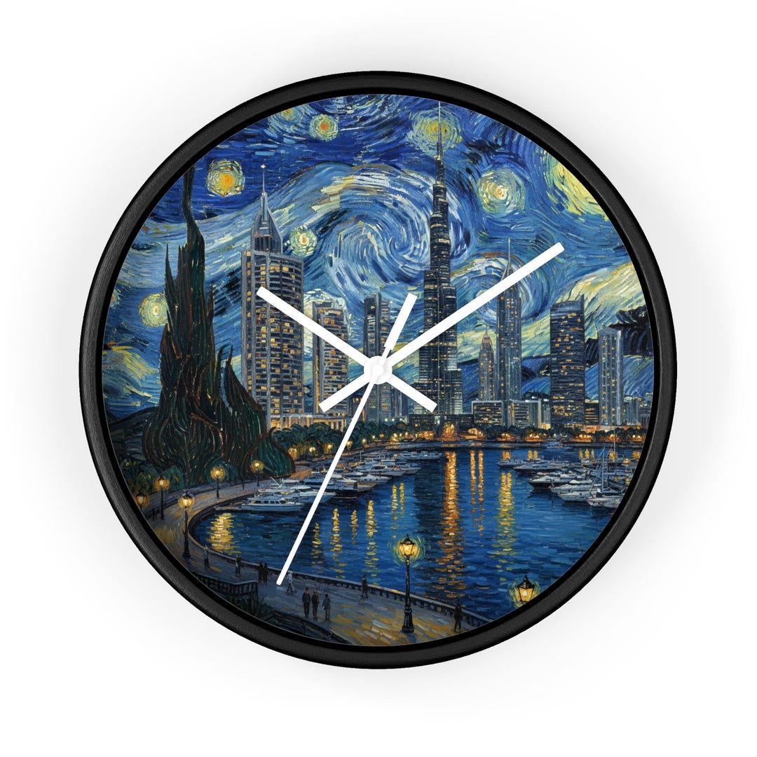 Dubai United Arab Emirates Wall Clock Vintage Van Gogh Starry Night ...