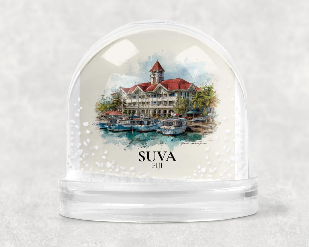 Suva Fiji Snow Globe, Personalized Watercolor, Custom Travel Souvenir ...