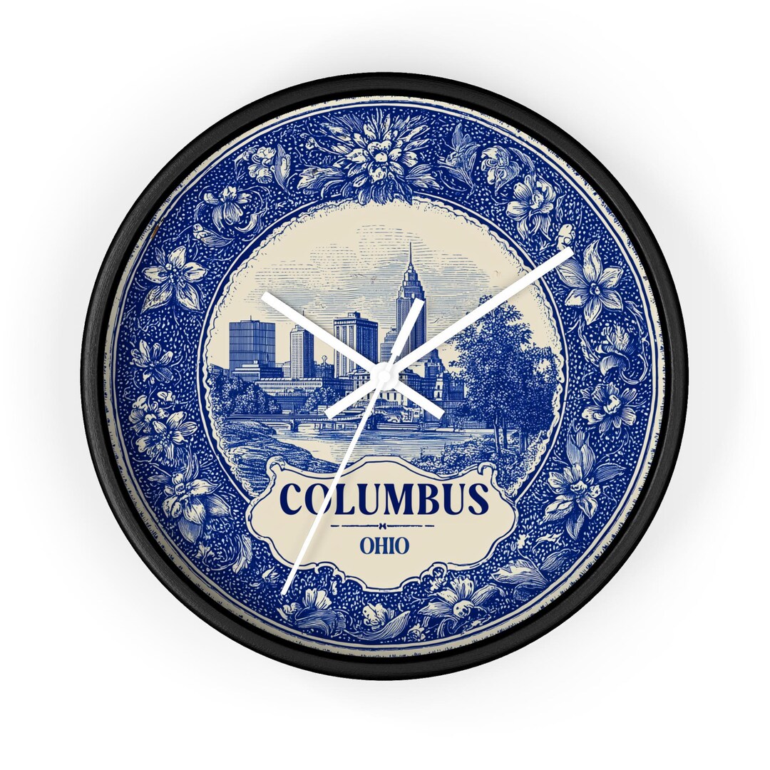Columbus Ohio Wall Clock, Delf Style Home Decor, Vintage City Travel ...