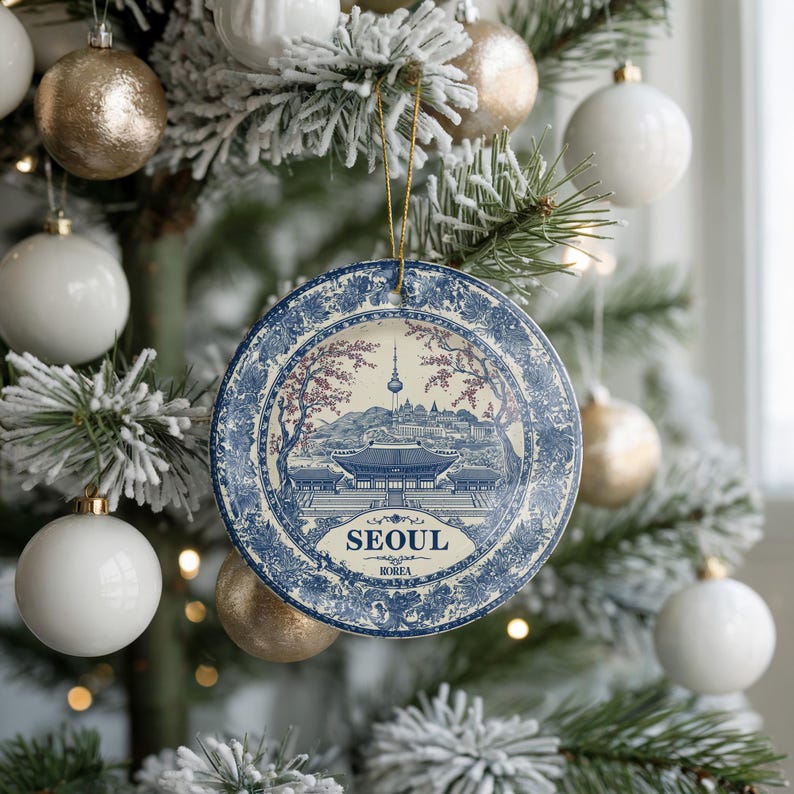 Custom Seoul South Korea Ceramic Delft Ornament, Christmas Delftware ...
