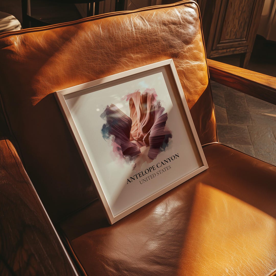 Antelope Canyon United States Watercolor Wall Art Print, Custom Travel ...