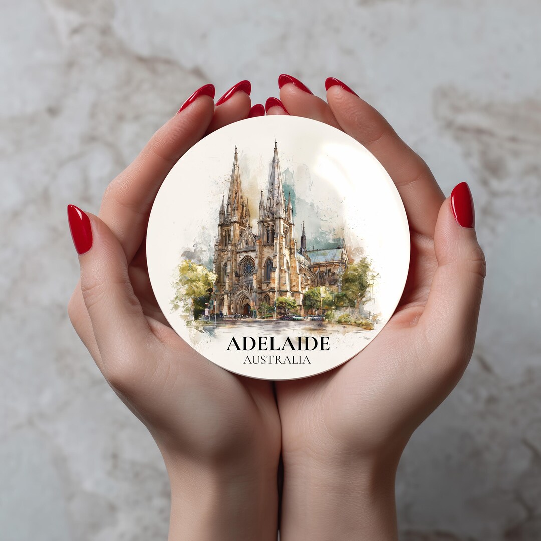 Adelaide Australia Coaster, Watercolor Personalized Painting, Travel ...