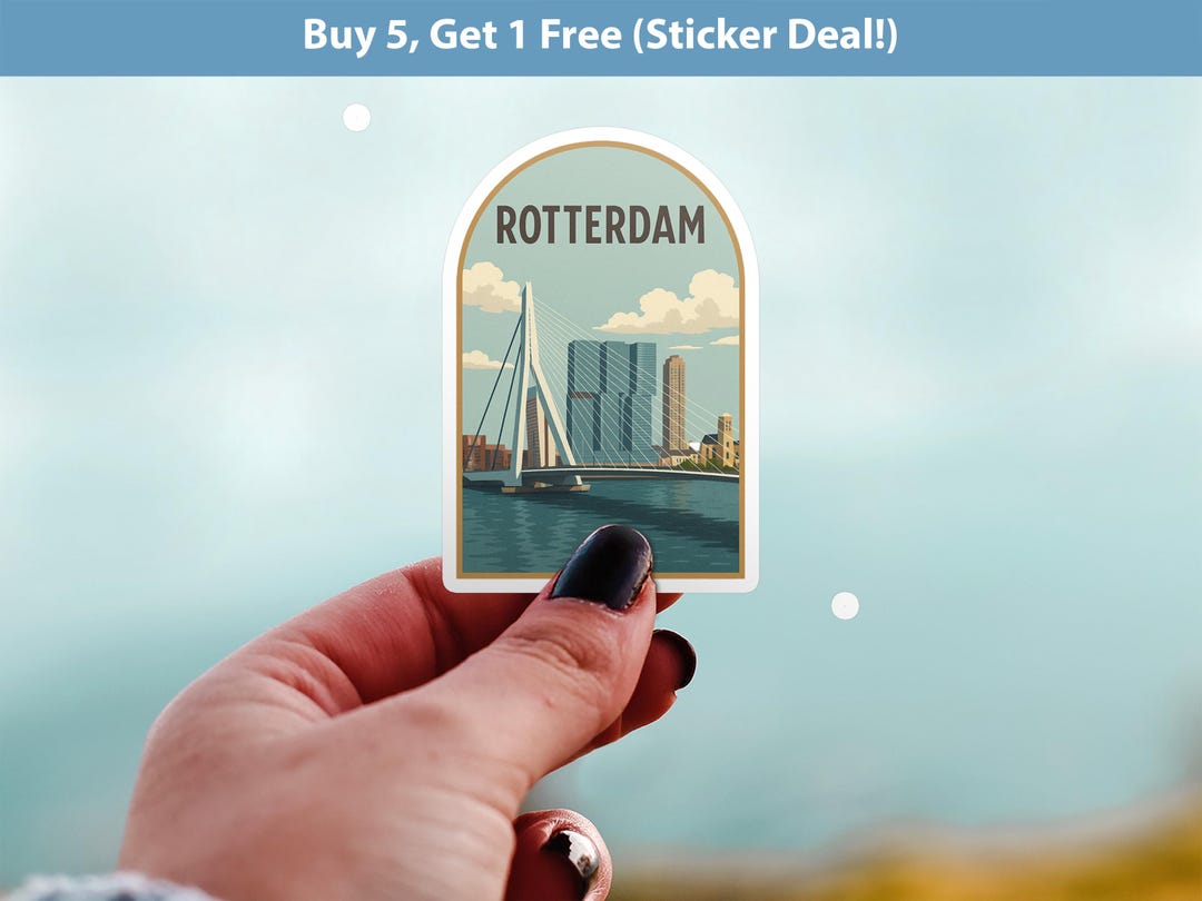 Rotterdam Netherlands Sticker, Vintage City Vinyl Decal, Retro Travel ...