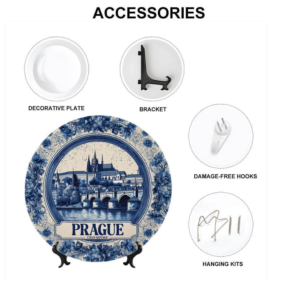 Prague Decorative Plate, Delft Vintage Home Decor Personalized Gift ...