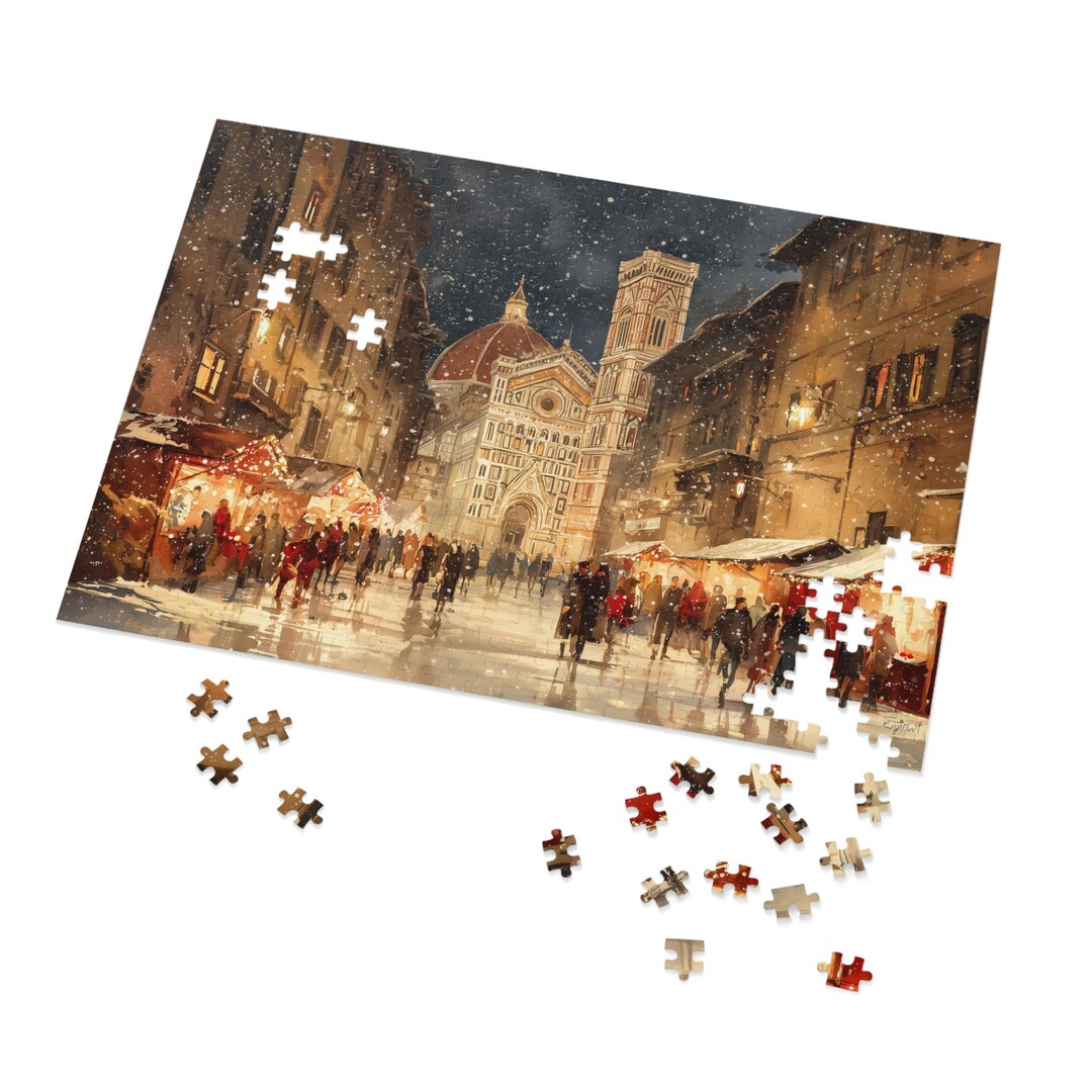 Florence Italy Christmas Puzzle, Personalized Gift Festive Market ...