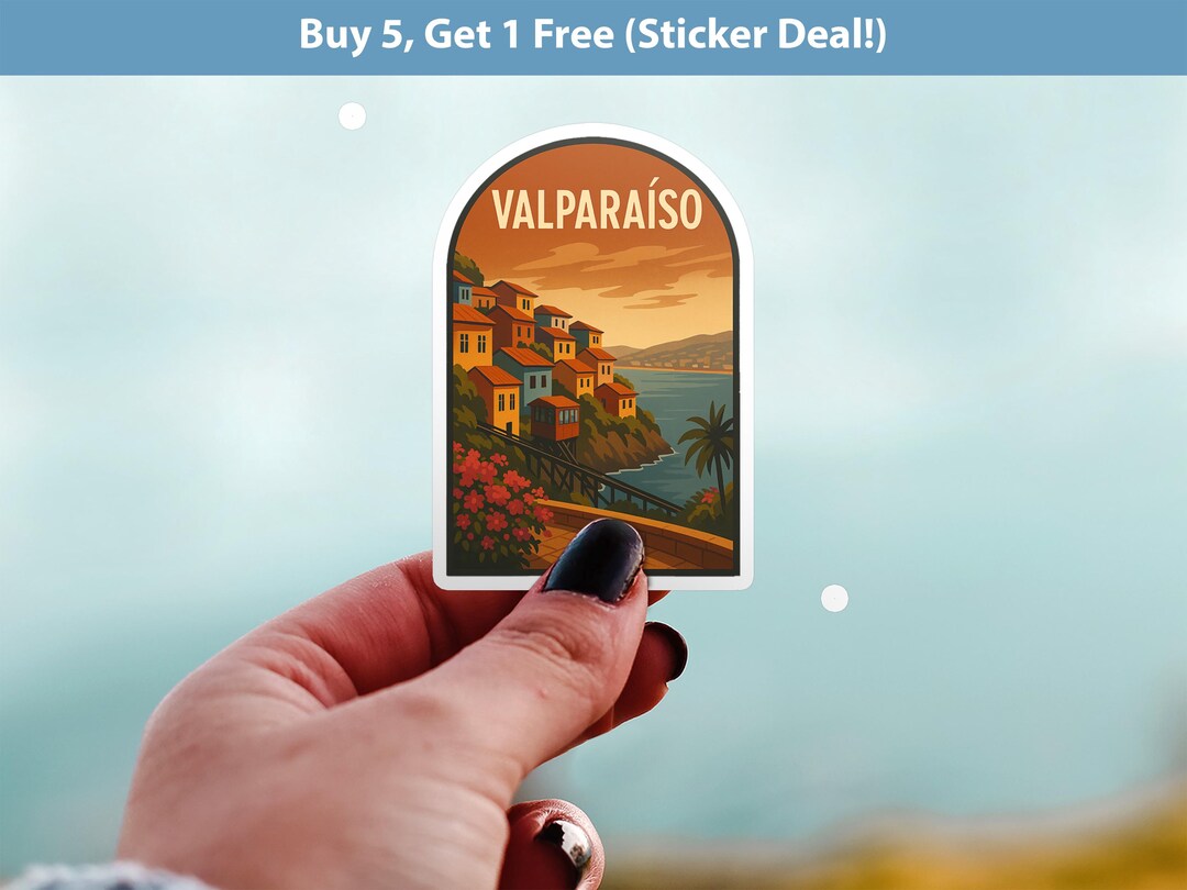 Valparaiso Chile Sticker, Vintage City Vinyl Decal, Retro Travel Lover ...