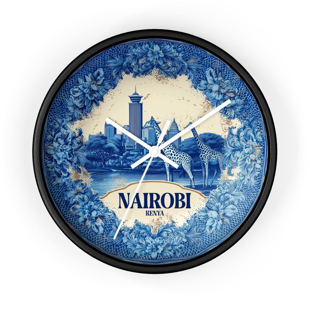 Nairobi Kenya Wall Clock, Delf Style Home Decor, Vintage City Travel ...