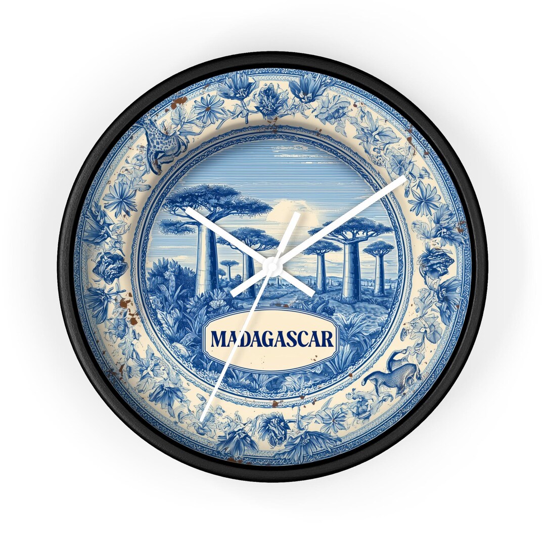 Madagascar Wall Clock, Delf Style Home Decor, Vintage City Travel ...