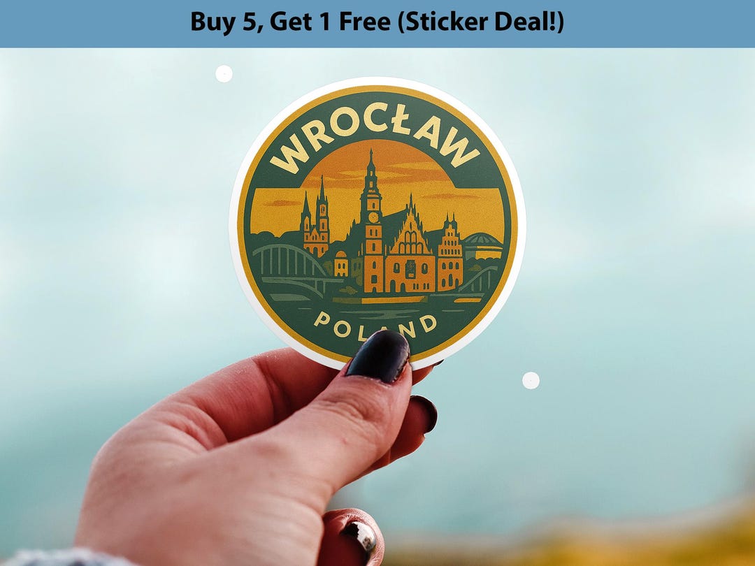 Wroclaw Poland Sticker Kiss-cut Vinyl, Waterproof Decal, Retro Travel ...