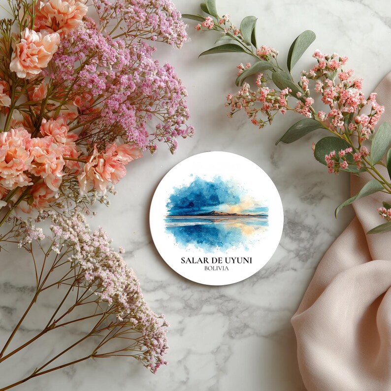 Salar De Uyuni Bolivia Coaster, Watercolor Personalized Painting ...