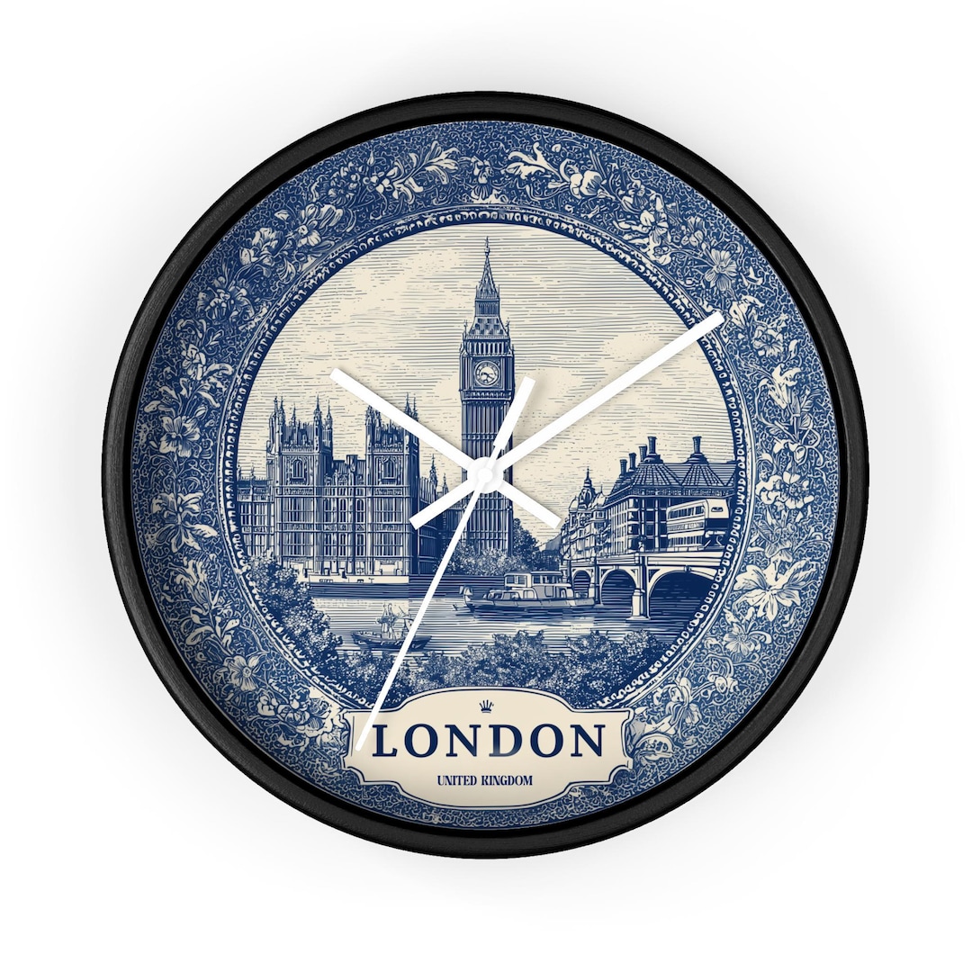London UK Wall Clock, Delf Style Home Decor, Vintage City Travel ...