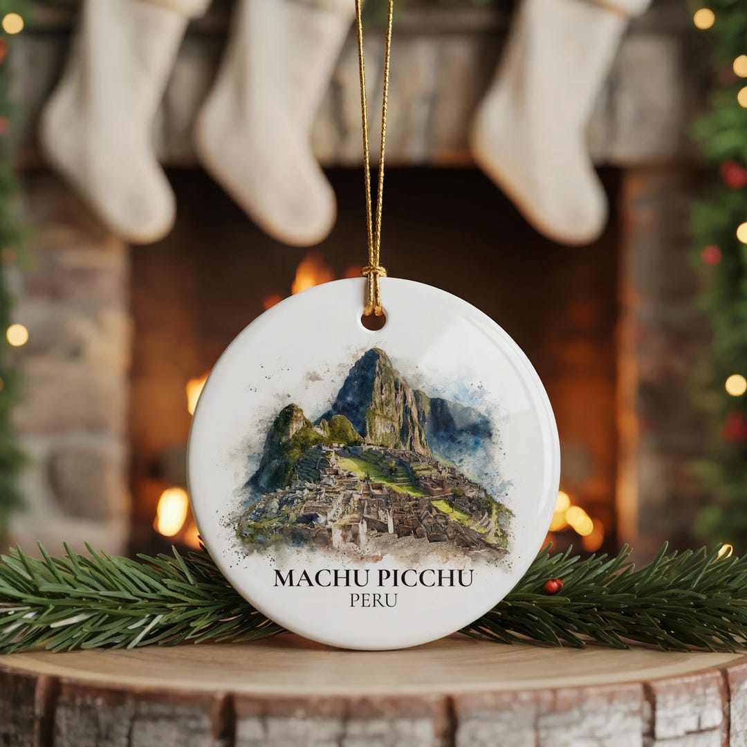 Machu Picchu Peru Personalized Watercolor Ornament, Custom Ceramic ...