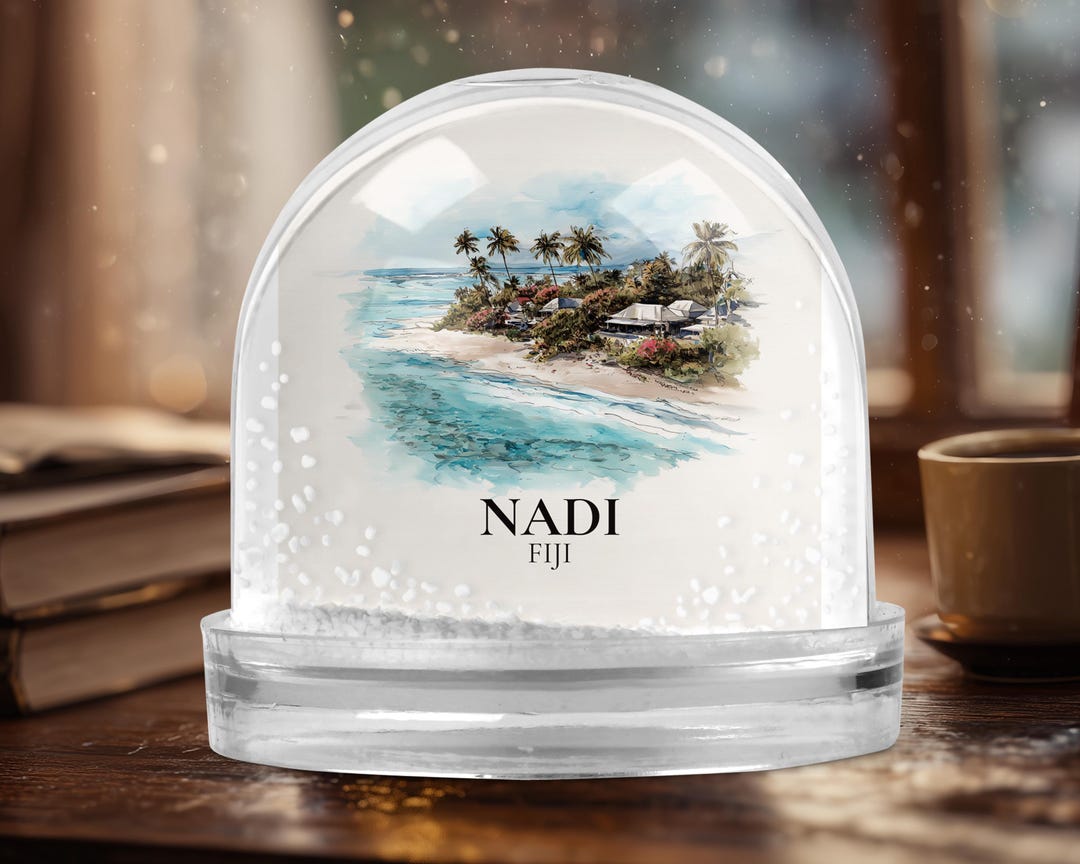Nadi Fiji Snow Globe, Personalized Watercolor, Custom Travel Souvenir ...