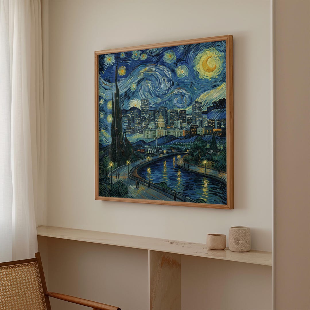Denver Colorado Starry Night Wall Art, Van Gogh Print, Travel Gift Home ...