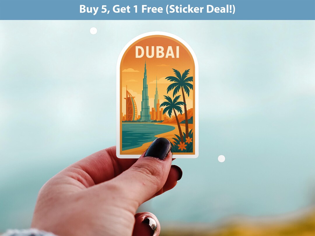 Dubai Sticker UAE, Vintage City Vinyl Decal, Retro Travel Lover ...