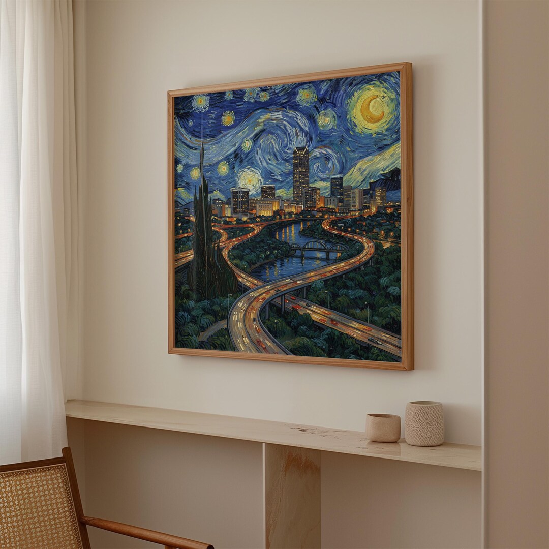 Oklahoma City Oklahoma Starry Night Wall Art, Van Gogh Print, Travel ...