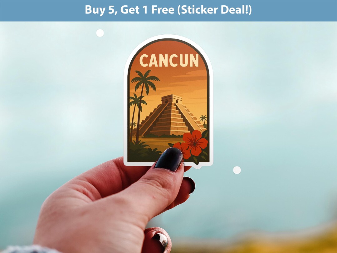 Cancun Mexico Sticker, Vintage City Vinyl Decal, Retro Travel Lover ...