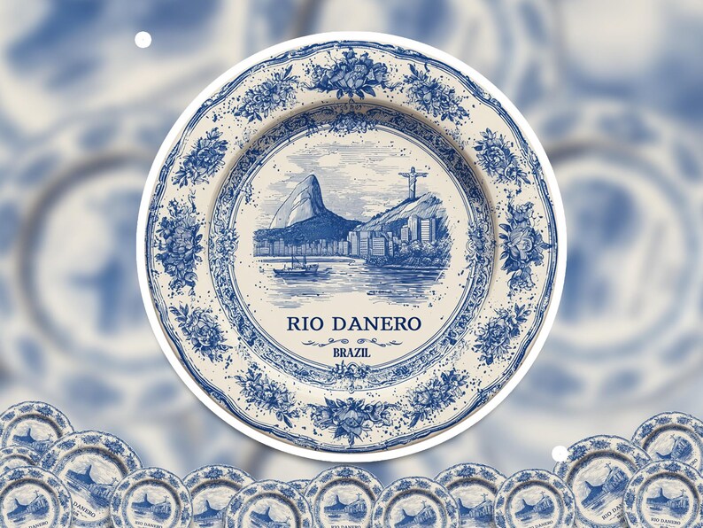 Rio Brazil Sticker Vintage Delft Style, Delftware Decal Waterproof ...