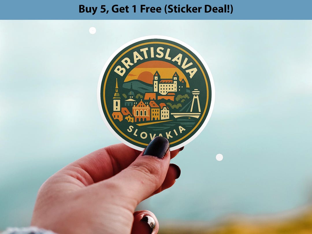 Bratislava Slovakia Sticker Kiss-cut Vinyl, Waterproof Decal, Retro ...