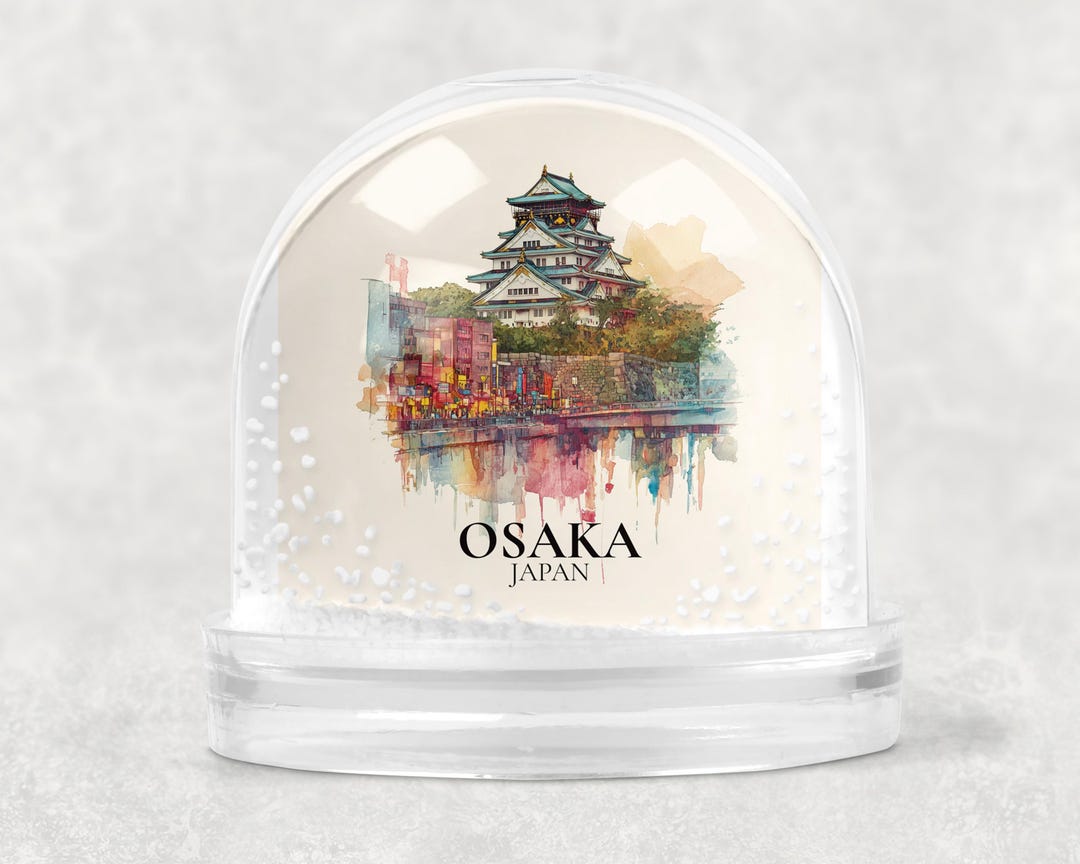 Osaka Snow Globe Japan, Personalized Watercolor, Custom Travel Souvenir ...