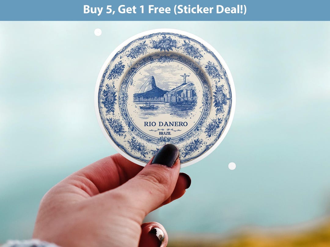 Rio Brazil Sticker Vintage Delft Style, Delftware Decal Waterproof ...