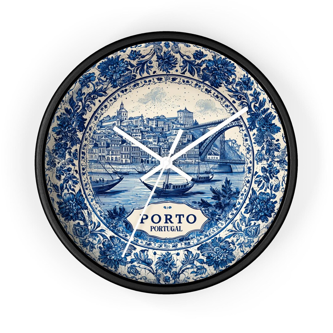 Porto Portugal Wall Clock, Delf Style Home Decor, Vintage City Travel ...