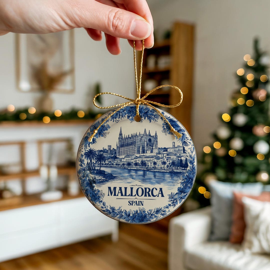 Custom Mallorca Spain Ceramic Delft Ornament, Christmas Delftware Blue ...