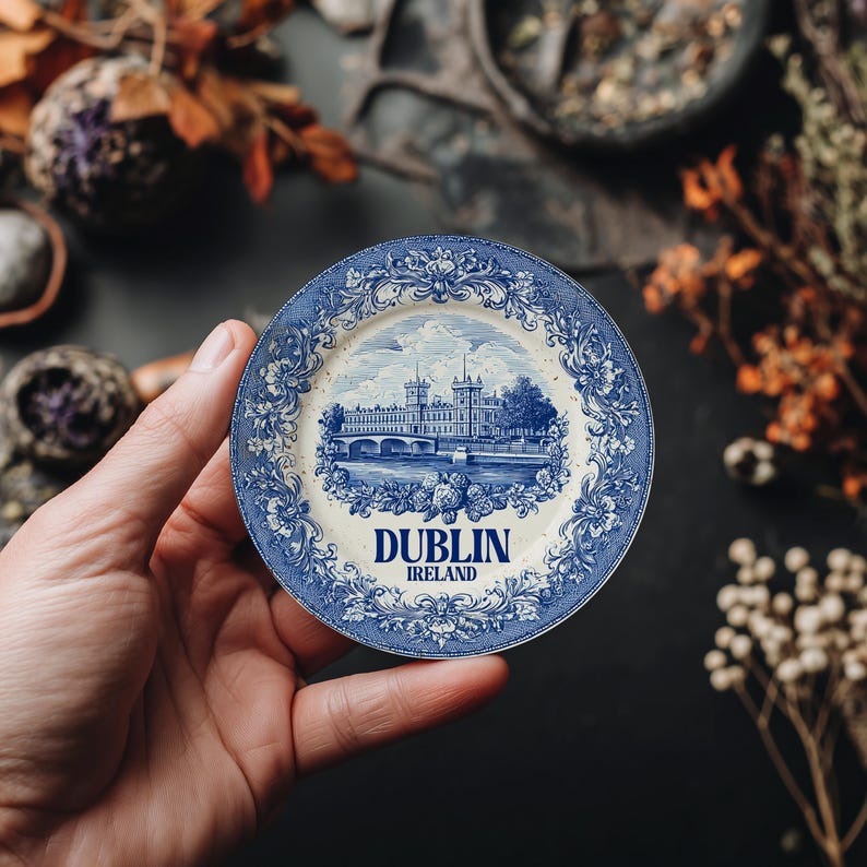 Dublin Ireland Delftware Ceramic Coaster, Blue White Travel Gift ...