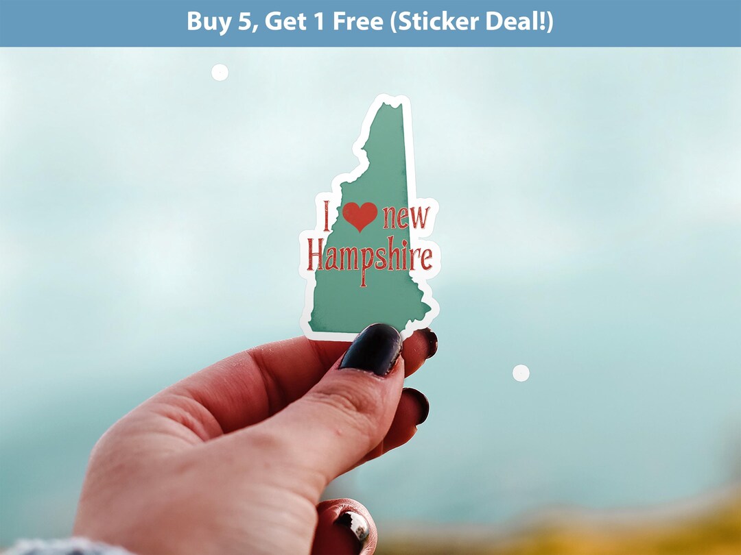 I Love New Hampshire Sticker, Vintage US States Vinyl Decal, Waterproof ...