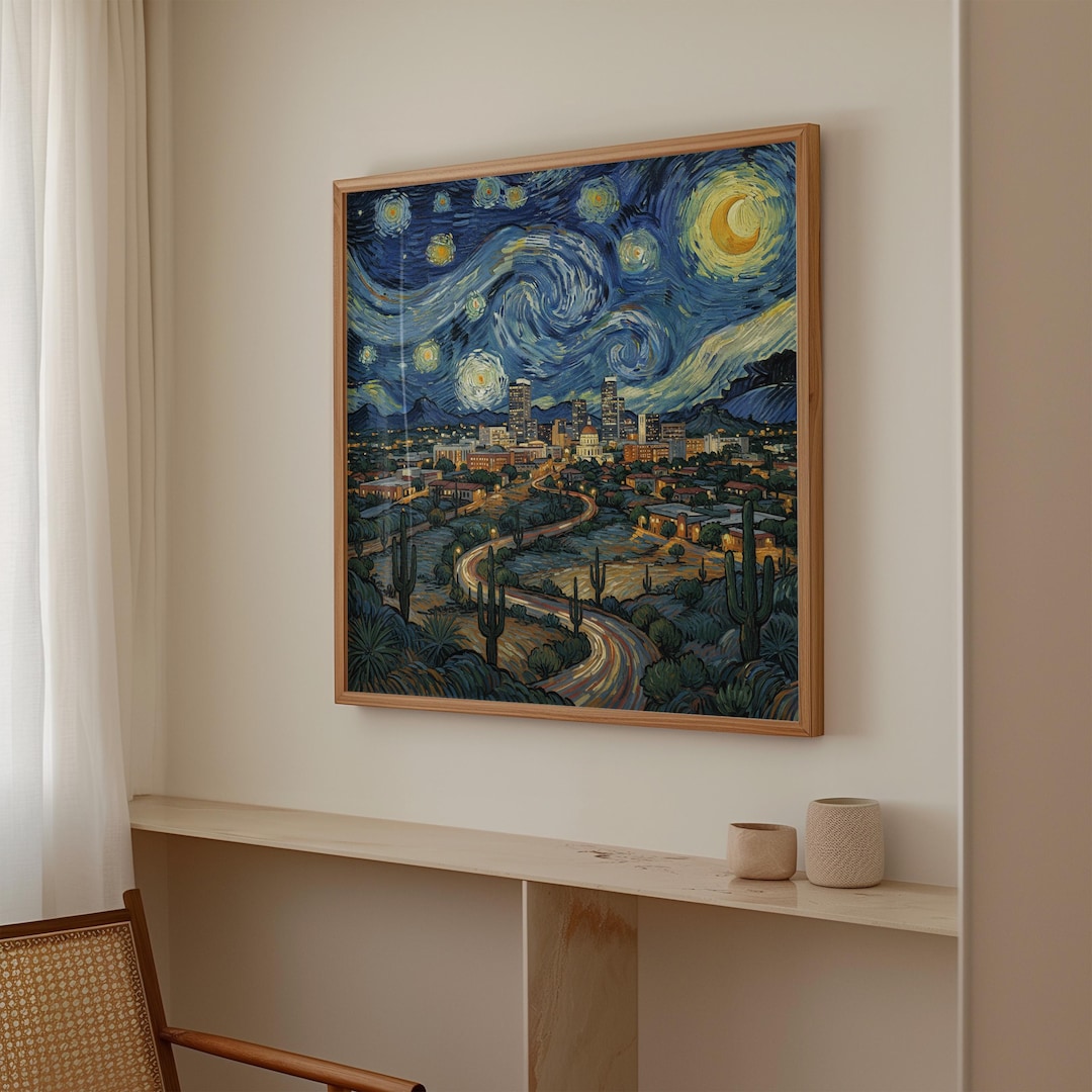 Tucson Arizona Starry Night Wall Art, Van Gogh Print, Travel Gift Home ...