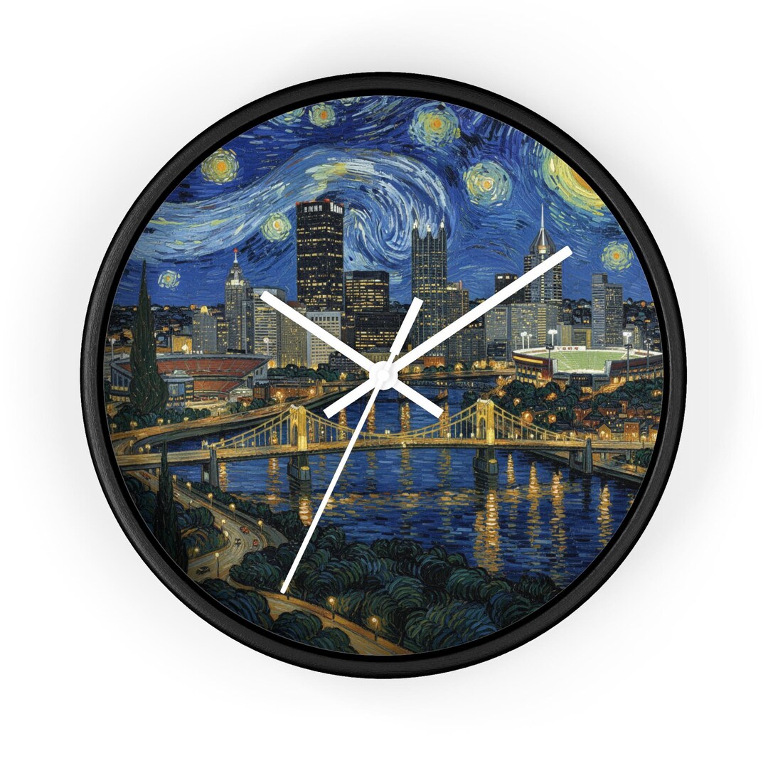 Pittsburgh Wall Clock Vintage Van Gogh Starry Night Home Gift - Etsy