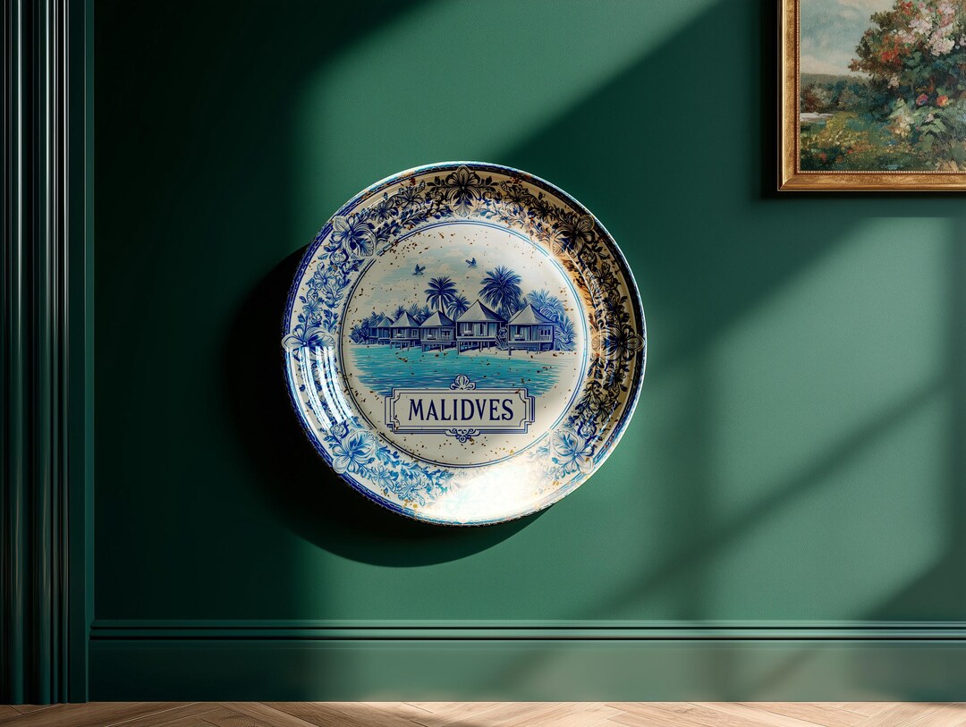Maldives Decorative Plate, Delft Vintage Home Decor Personalized Gift ...