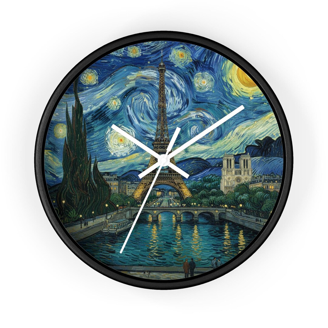 Paris France Wall Clock Vintage Van Gogh Starry Night Home Gift - Etsy