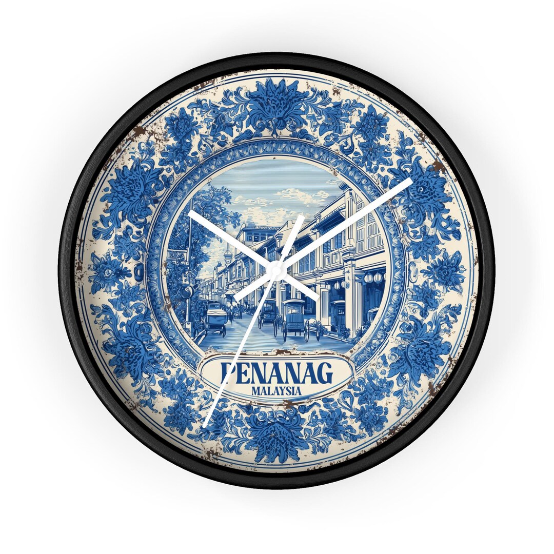 Penang Malaysia Wall Clock, Delf Style Home Decor, Vintage City Travel ...