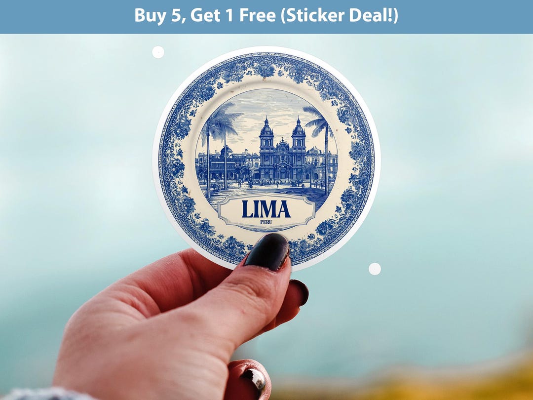 Lima Peru Sticker Vintage Delft Style, Delftware Decal Waterproof Vinyl ...
