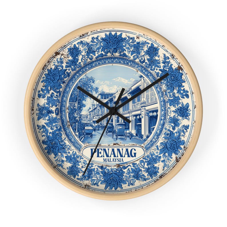 Penang Malaysia Wall Clock, Delf Style Home Decor, Vintage City Travel ...