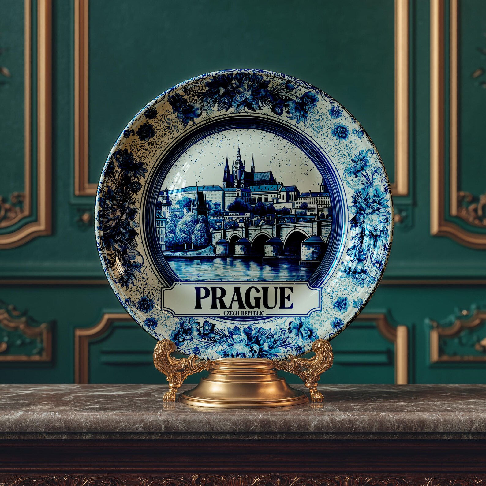 Prague Decorative Plate, Delft Vintage Home Decor Personalized Gift ...