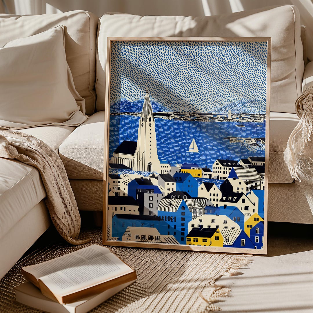 Reykjavik Iceland Wall Art Print, Pop Art Modern Large Size Poster ...