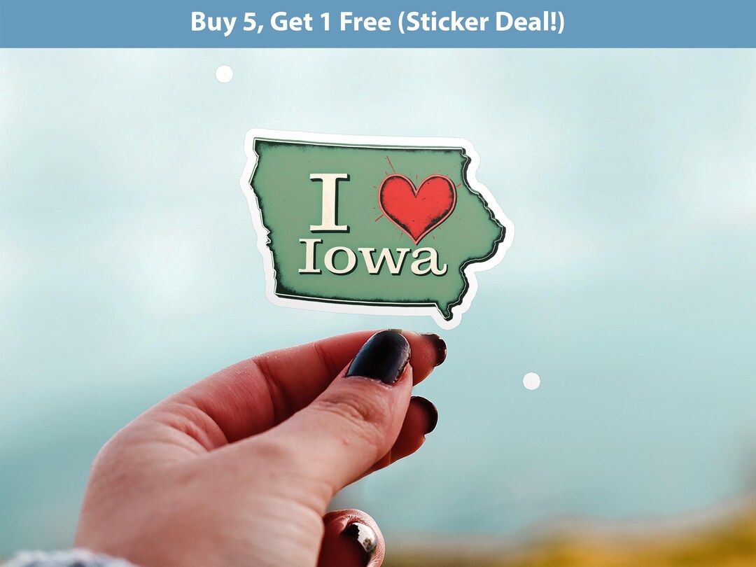 I Love Iowa Sticker, Vintage US States Vinyl Decal, Waterproof Decal ...