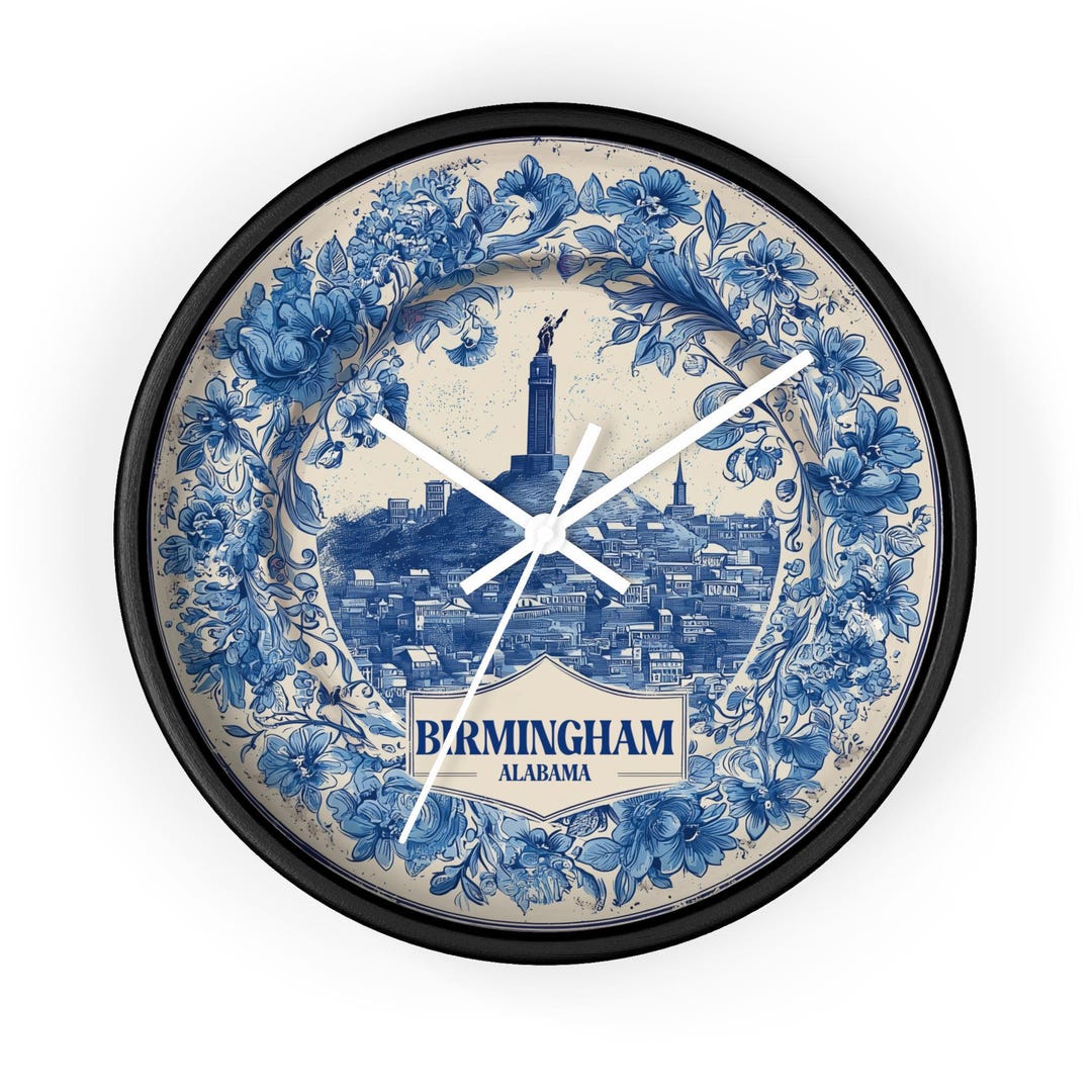 Birmingham Alabama Wall Clock, Delf Style Home Decor, Vintage City ...