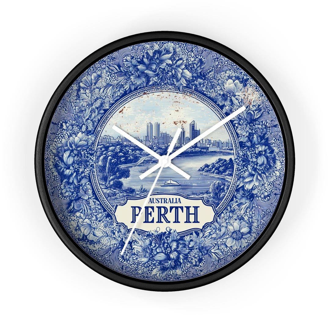 Perth Australia Wall Clock, Delf Style Home Decor, Vintage City Travel ...