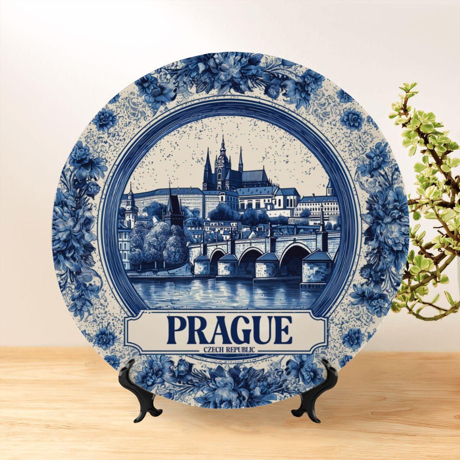 Prague Decorative Plate, Delft Vintage Home Decor Personalized Gift ...