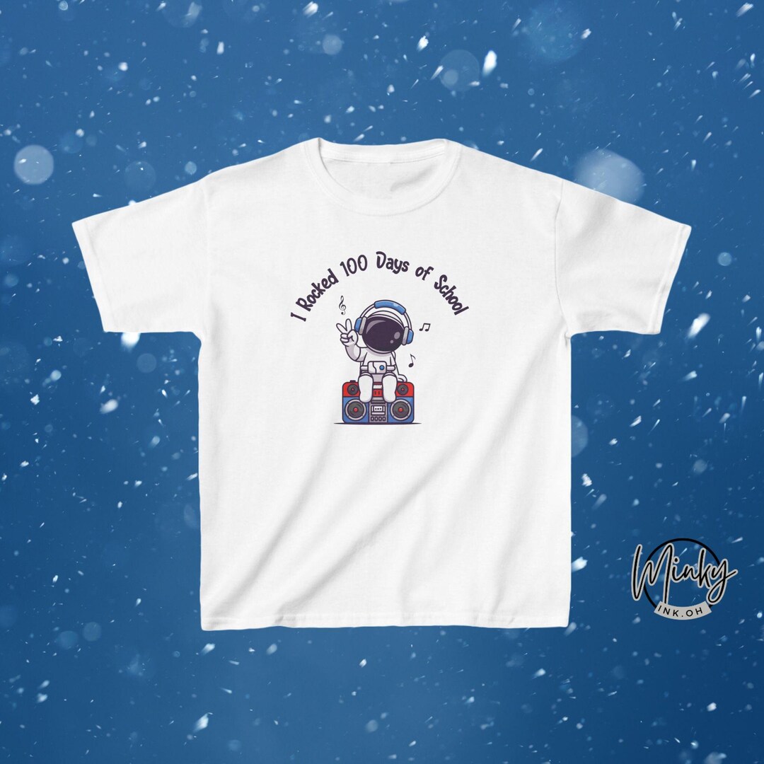100 Days of School Kids Tshirt Astronaut Outer Space T-shirt Music ...