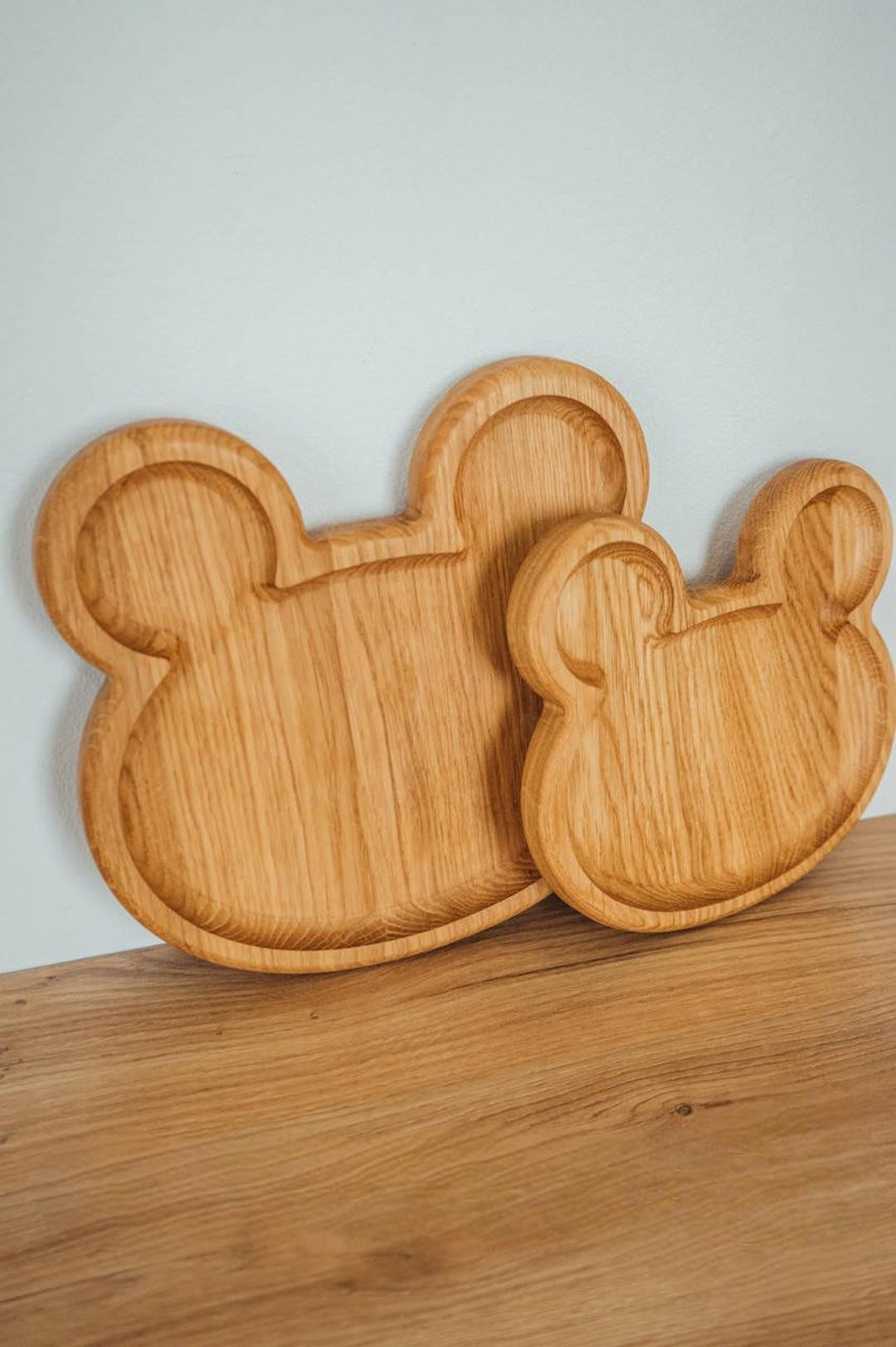 Wooden Bear-shaped Plate for Kids, Handcrafted Oak Snack Tray, Eco ...