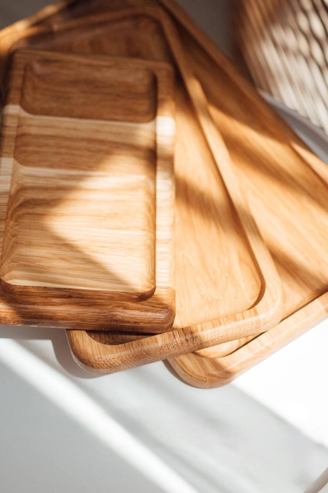 Set of 3 Rectangular Wooden Oak Plates/trays, Handcrafted Serving ...