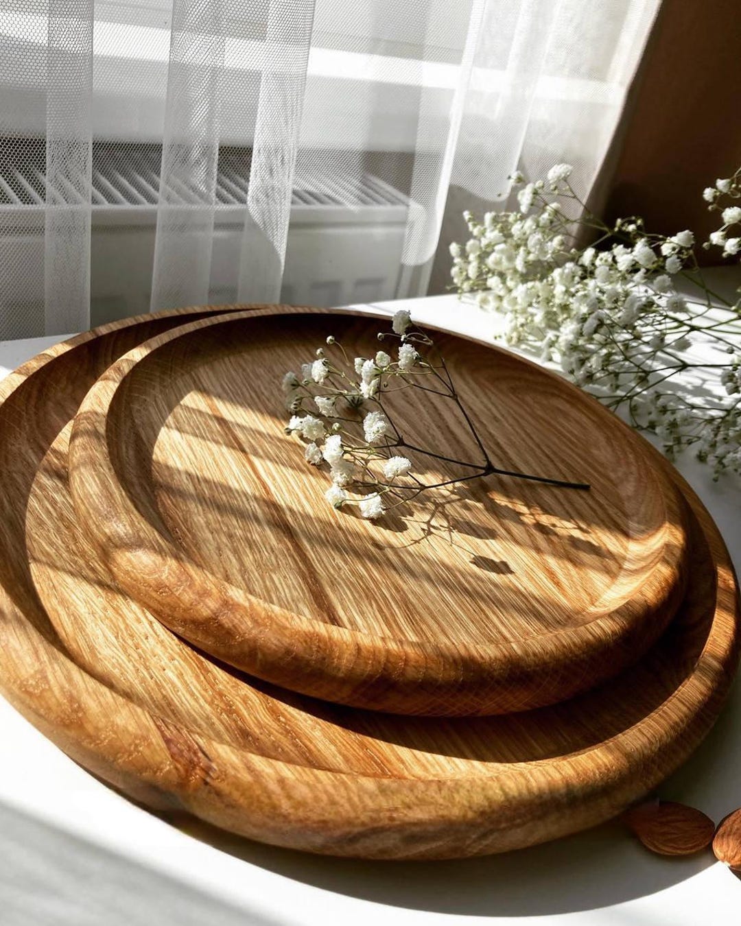 Serving Tray Premium Wood Oak Plate for Fruits, Cheese, Pizza ...