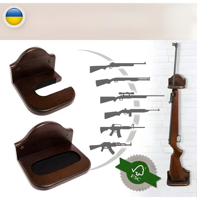 Wooden Wall Gun Rack Ash Rifle Wall Gun Mount Wall Gun Rack Holder ...